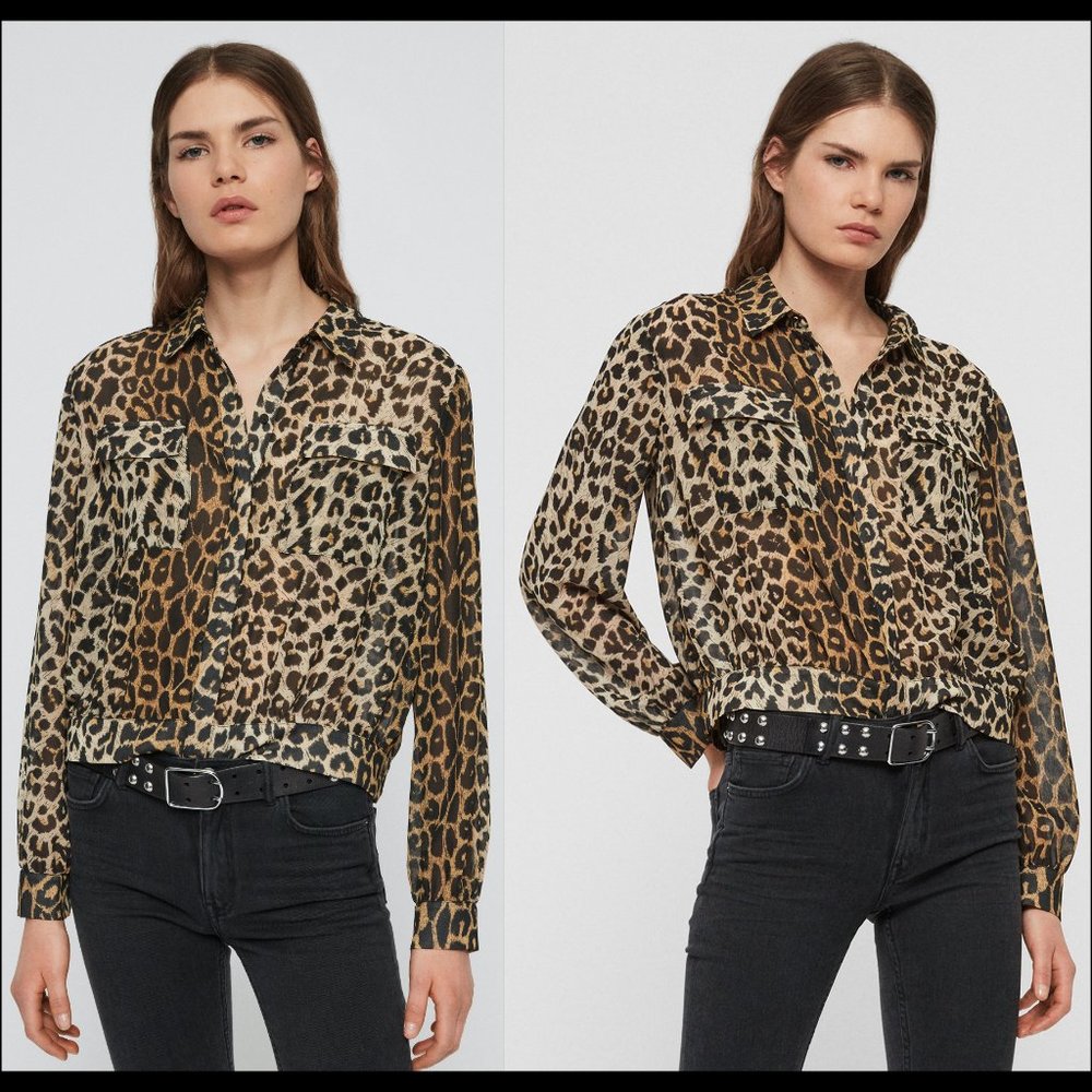 New All Saints Adeliza Leppo Leopard Printed Cargo Po… - Gem